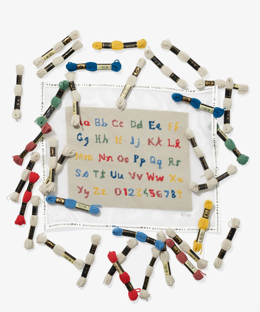 Oso & Me x Loop Canvas Alphabet Needlepoint Kit, Primary